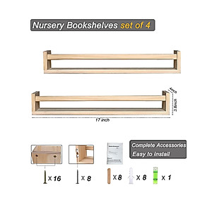 Nursery Book Shelves Set of 2，Nursery Shelves, Kids Book Shelf Perfect for Kids' Room, Bedroom and Bathroom.