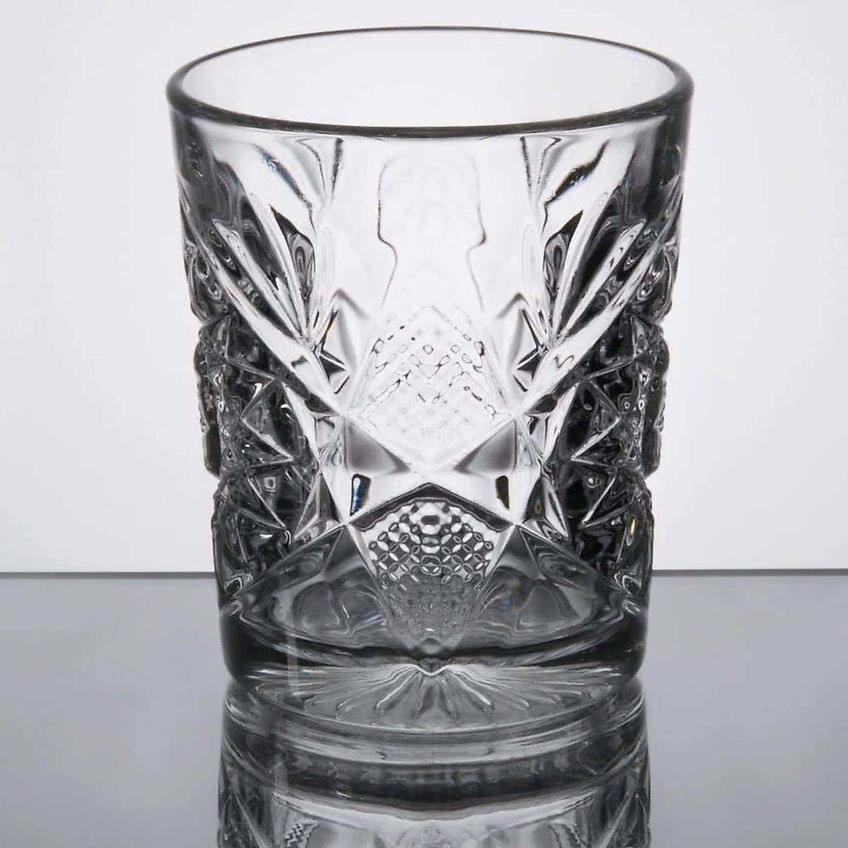 Hobstar Double Old Fashioned Glasses 12oz / 340ml - Set of 4 - Vintage Cut Glass Whisky Tumblers by Libbey