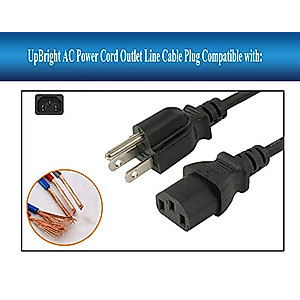 UpBright New AC in Power Cord Outlet Socket Cable Plug Lead Compatible with Bluetti EB3A 600W Portable Power Station 268Wh LiFePO4 Battery Solar Generator 600 watts Input 120V AC/9A Max 120 Volts