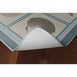 Brumlow Mills Beach and Ocean Area Rug for Living or Bedroom Carpet, Dining or Kitchen Rug, Deck, Patio or Home Decor, 3'4" x 5', Gray/Blue Square Beach Seashells