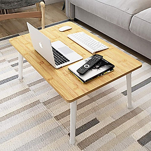 LKBBC Foldable Laptop Desk for Bed, Bed Laptop Table, Foldable Portable Lap Bed Tray, 23.6 Inch Floor Table for Drawing, Reading and Writing, Bamboo