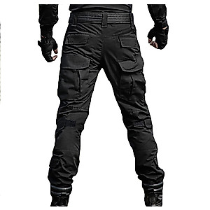 JOYASUS Mans Tactical Pants, Combat BDU Black Pants with Knee Pads for Men Hunting Airsoft Paintball