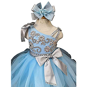 Jenniferwu G285BB Infant Toddler Baby Newborn Little Girl's Pageant Party Birthday Dress Baby Blue Size 9-12M