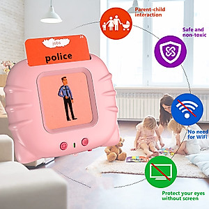 Toddler Toy Flash Cards Learning Toy for 1-6-Year-Old, Educational Toys for Toddler,112 Pcs Flash Cards 224 Words, Speech Therapy Toys for Toddlers Preschool Learning Toys and Gift(Pink)