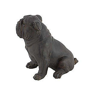 Deco 79 Polystone Bulldog Decorative Sculpture Distressed Sitting Home Decor Statue, Accent Figurine 10" x 7" x 11", Brown