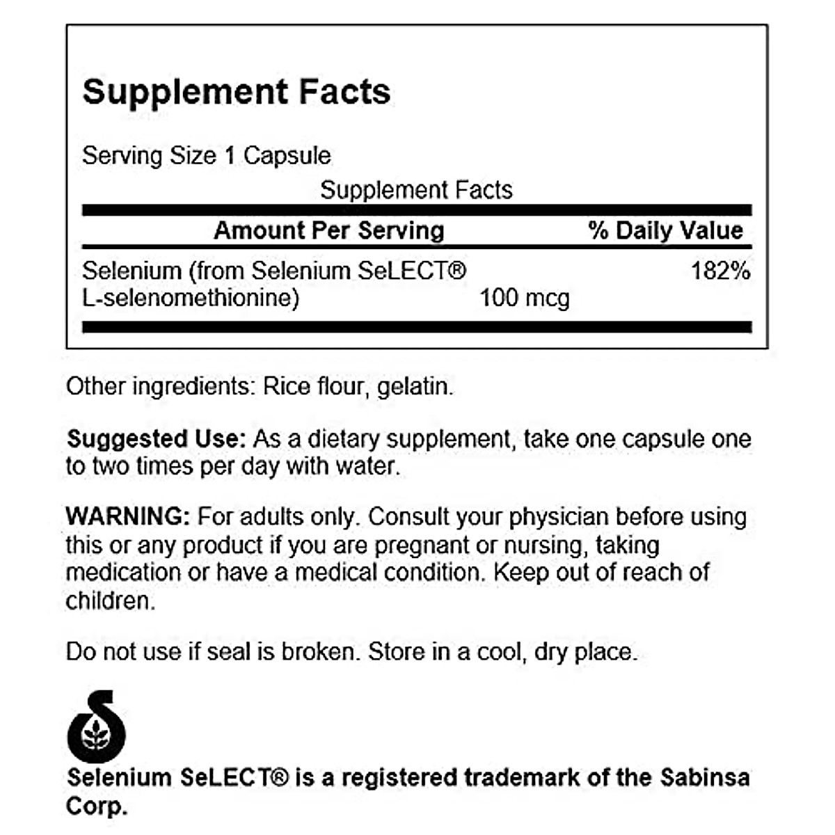 Swanson Selenium (L-Selenomethionine) 100 mcg 200 Capsules