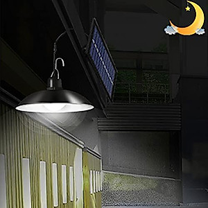 LAPUTA Outdoor Solar Light - Energy Saving ABS Waterproof Ceiling Lamp Remote Control 18 Hrs Lighting Single Double Head Solar Lamp for Home Garden Garage (Warm White Single-Head)