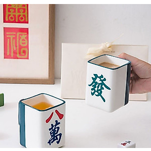 LmlJoo Mahjong coffee cup（400ml） Mahjong Gifts for Women and Men, Funny Gifts for Mahjong Lovers (Red)