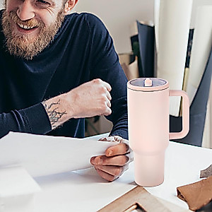 40oz Tumbler With Handle Flip Straw Lid,Leak Proof Insulated Tumbler Double Wall Vacuum Insulated Cup Reusable BPA Free Stainless Steel Water Bottle With Rubber Base Lid,Travel Mug Gifts for Her/Him