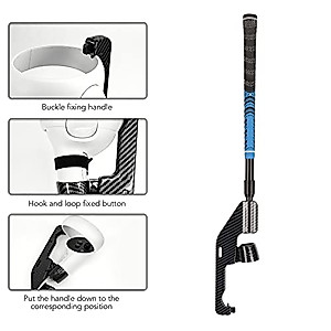 VR Golf Club Adapter Handle, Carbon Fiber VR Golf Enhanced Gaming Experience Controller for Oculus Quest2 VR Somatosensory Accessories (Peacock Blue)