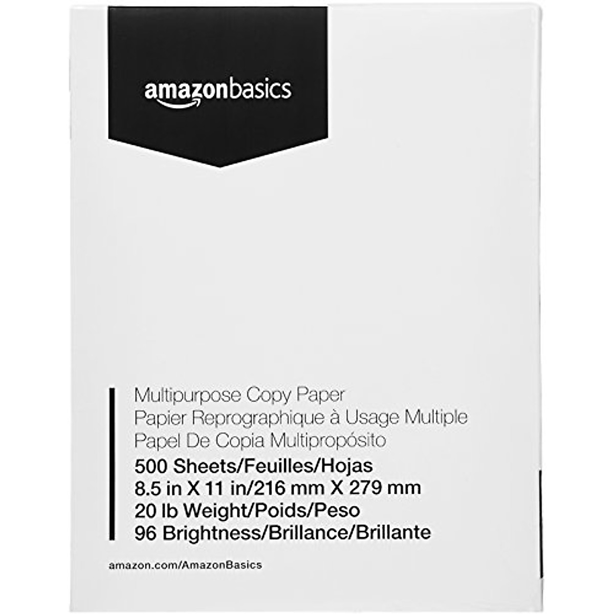 Amazon Basics Multipurpose Copy Printer Paper, 20 Pound, White, 96 Brightness, 8.5 x 11 Inch - 10 Reams (5,000 Sheets Total)
