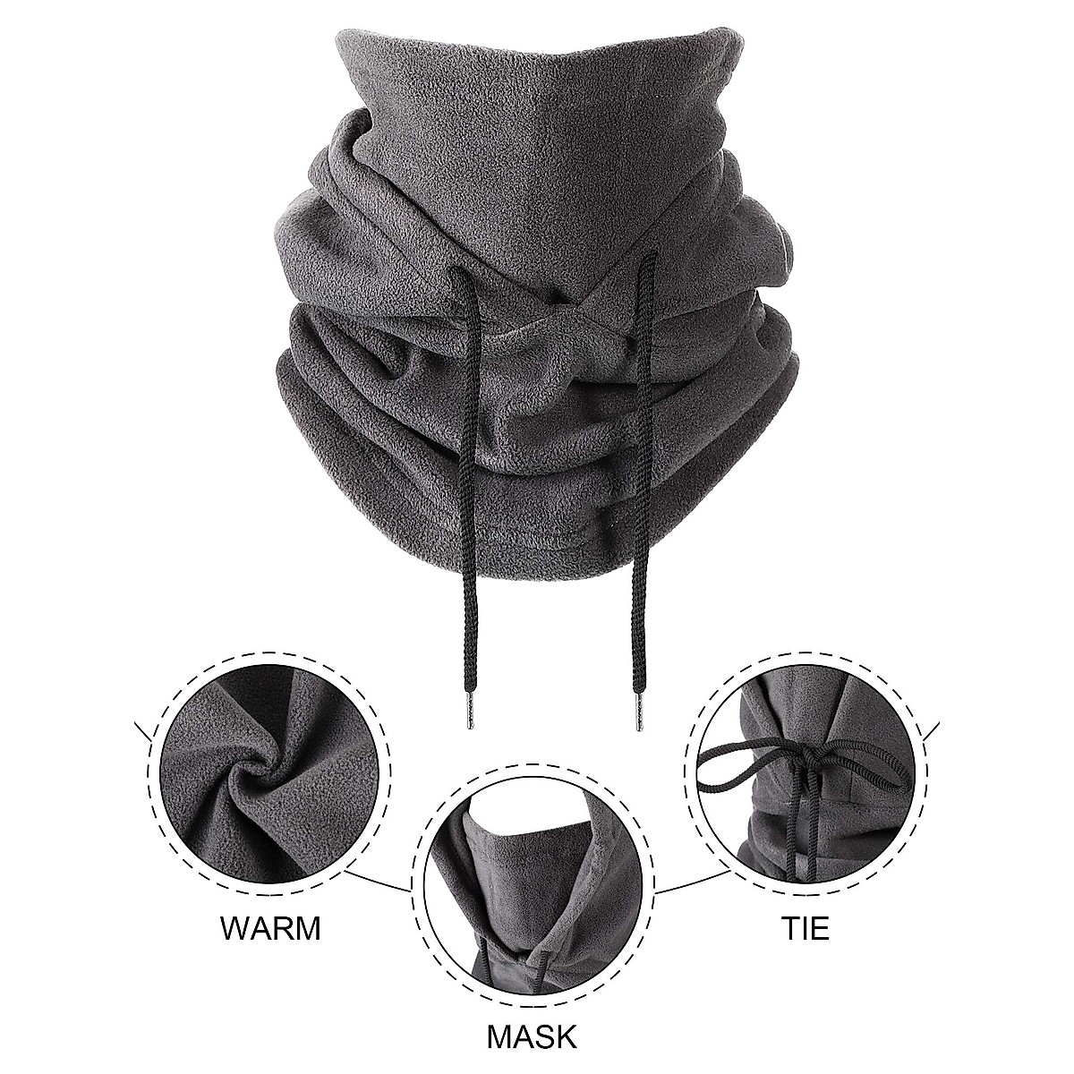 Syhood 3 Pieces Winter Fleece Balaclava Ski Tactical Heavyweight Balaclava (Black, Grey,2 Pieces)