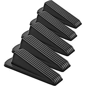 Heavy Duty Door Stoppers for Bottom of Door on Floor,Home Rubber Door Stop on Carpet/Concrete/Tile/Linoleum/Wood Floor--Suits Any Door, Any Floor(5 Pack,Black)
