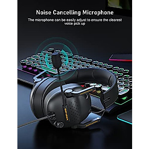 SENZER SG500 Surround Sound Pro Gaming Headset with Noise Cancelling Microphone - Detachable Memory Foam Ear Pads - Portable Foldable Headphones for PC, PS4, PS5, Xbox One, Switch - Black