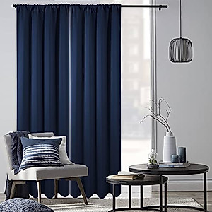 Diraysid Navy Blue Blackout Curtains for Bedroom and Living Room Thermal Insulated Room Darkening Curtains Drapes, 52 x 84, 2 Panels