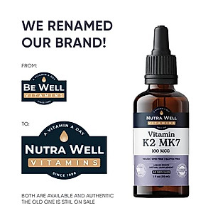 Vitamin K2 MK7 Liquid Drops - Concentrated Vitamin for Cardiovascular & Bone Density, Vegan, Non-GMO & Gluten Free, Fast Absorb, Unflavored (60 Servings, 1 oz, 100 mcg)