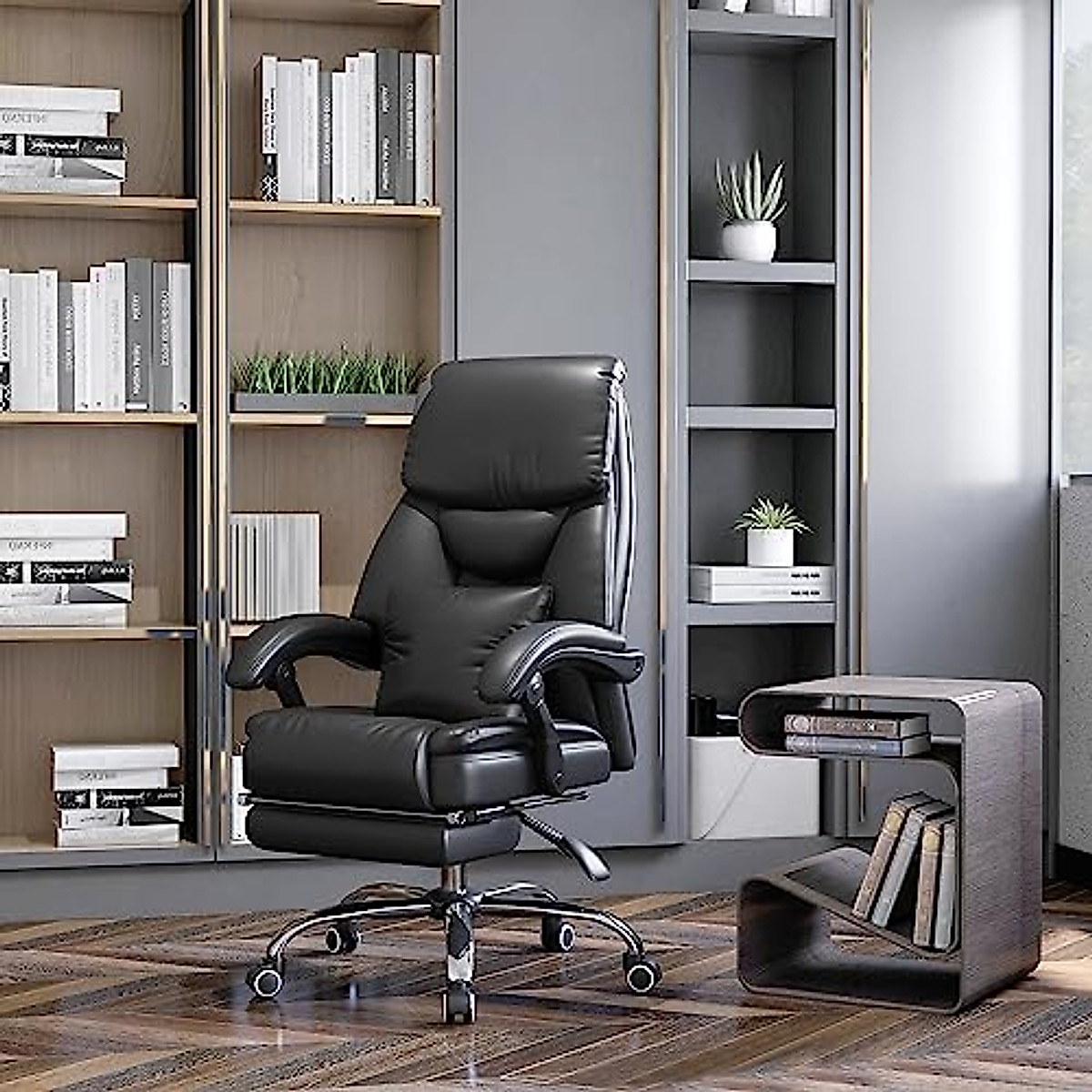 Vinsetto Kneading Massage Office Chair, Reclining Executive Office Chair, PU Leather High Back Computer Chair with Lumbar Cushion, Footrest, Adjustable Height, Black