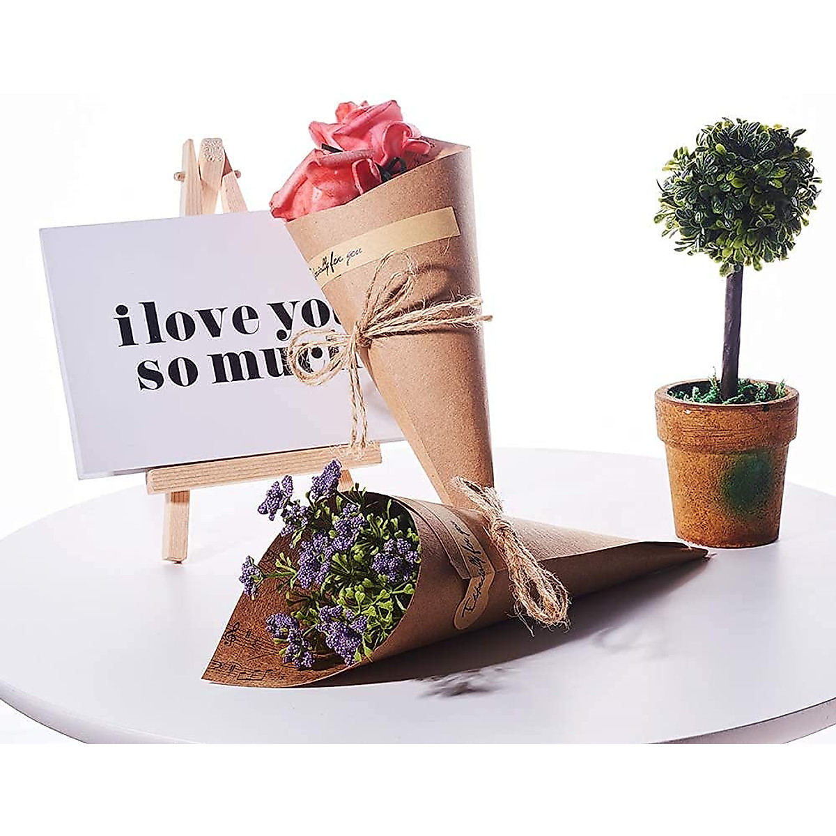Wedding Confetti Cones, Hsxxf 50PCS Wedding Confetti Holder Stand Box Tray Laser Cut Hollow Confetti Cones Candy Gift Boxes with Hemp Ropes for Wedding Party Decoration