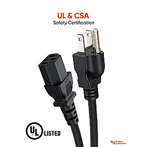 CableCreation [2-Pack 1 Feet 18 AWG Universal Power Cord for NEMA 5-15P to IEC320C13 Cable, 0.3M / Black