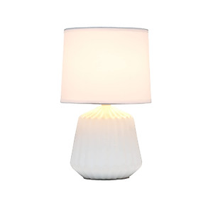 Simple Designs LT1120-OFF Petite Mini Pleated English Ceramic Base Table Lamp, Off White