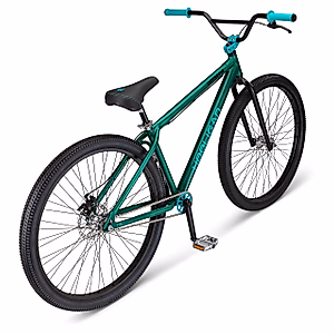 Mongoose Hooligan AL Adult BMX bike, 29x3-Inch Wheels, Lightweight Aluminum Frame, Single Speed, Disc Brakes, Green