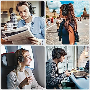YMOO Bluetooth 5.2 Hybrid Active Noise Cancelling Headphones for Airplane Travel, Wired and Wireless ANC Headphones, 75H Playtime Over Ear Headphones, Bluetooth Headset with Mic for Adults
