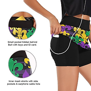 xigua Mardi Gras Women&#039;s Active Skirt with Pockets Shorts Lightweight Athletic Golf Skorts Skirts with Zipper Pocket
