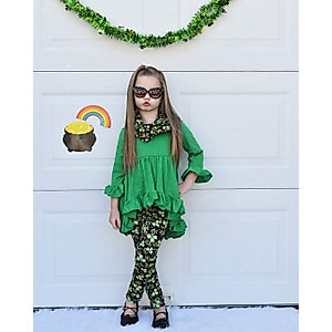 Unique Baby Girls St Patrick's Day Luck of the Irish Legging Set (10/5XL, Green)