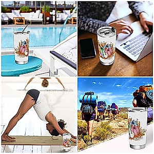 Jihqo Autumn Pumpkins Thanksgiving Tumbler with Lid and Straw, Insulated Stainless Steel Tumbler Cup, Double Walled Travel Coffee Mug Thermal Vacuum Cups for Hot & Cold Drinks 12oz