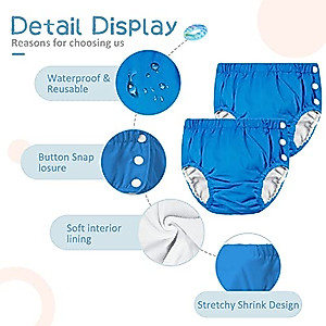 Durio Reusable Swim Diapers Washable Baby Swim Diaper Waterproof Unisex Infant Toddler Swimming Diapers 6-12 Months 02 White & White