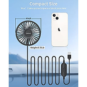 TriPole Car Fan, USB Powered Fan for Car Cooling Strong Airflow 3 Speed Car Vent Fan with Clip 360°Adjustable Vehicle Fan Portable Fan for Car Truck SUV RV Auto, Black