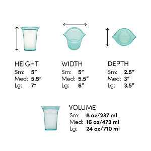 Zip Top Reusable Food Storage Bags | 3 Cup Set [Lavender] | Silicone Meal Prep Container | Microwave, Dishwasher and Freezer Safe | Made in the USA