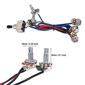 Guitar Wiring Harness Kit, 3 Way Switch 2 Volume 2 Tone 1 Jack 500K Pots for Les Paul LP Guitar Guitar Wiring Kit 1 Vowiring