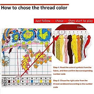 Joy Sunday Cross Stitch Stamped Kits Pre-Printed Cross-Stitching Starter Patterns for Beginner Kids or Adults, Embroidery Needlepoint Kits The Cross Lily