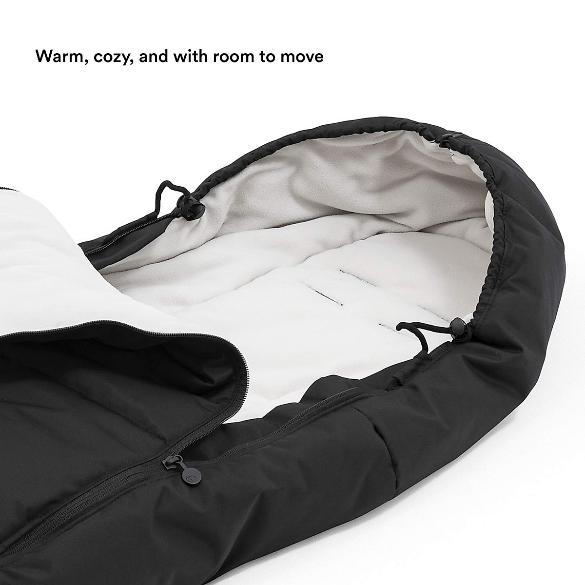 Stokke Xplory X Foot Muff, Rich Black - Keeps Baby Warm on Cool Weather Strolls - Sonalan Lining & Fleece + Water-Repellent Exterior - Adjustable Front Opening