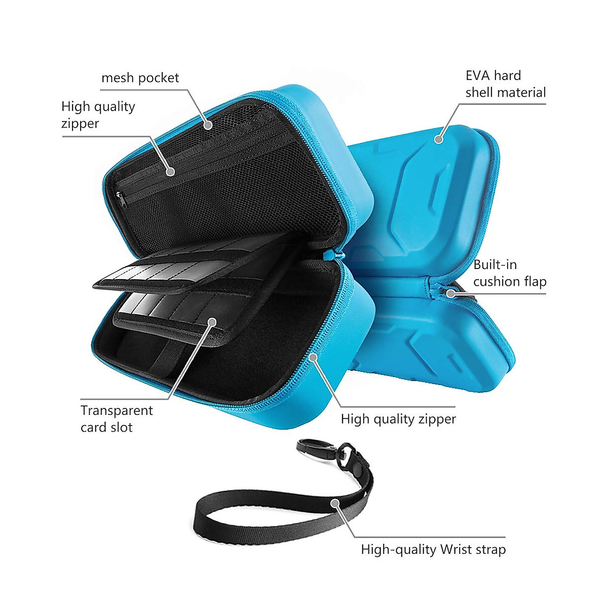 Mumba Carrying Case for Nintendo Switch OLED Model 2021/Switch 2017, Deluxe Protective Travel Carry Case Pouch for Nintendo Switch Console & Accessories [Dual Protection] [Large Capacity] (Blue)