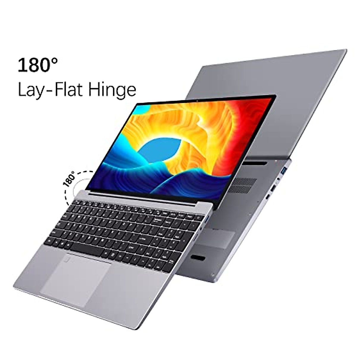 VGKE F15 Windows 11 Laptop with Fingerprint Reader, 15.6" Full HD 1920*1080 IPS, Intel Celeron N5100 Processor Quad-Core, 12GB RAM LPDDR4, 256GB SSD, Full Size Backlit Keyboard