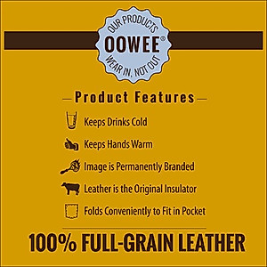 Oowee Products | Compass Leather Wrapped Flask | Box Set | Comes with an 8 Ounce Copper Plated Flask| Genuine Leather | Made in the USA
