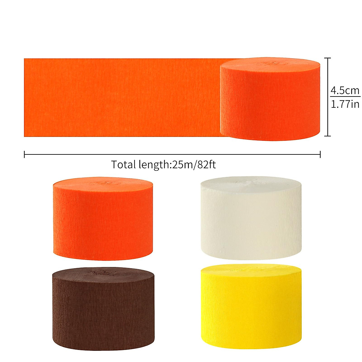 Yellow-Beige Orange-Brown Fall Party-Decorations Streamers - 8 Rolls Boho Autumn Baby Shower Thanksgiving Harvest Crepe Tissue Paper Streamer,Birthday Bridal Bachelorette Wedding Garland Panduola