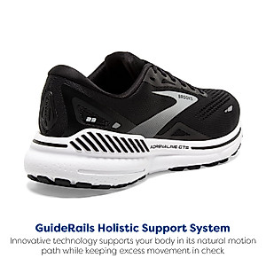 Brooks Men’s Adrenaline GTS 23 Supportive Running Shoe - Black/White/Silver - 9.5 Medium