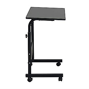 C Table with Wheels for Couch Bed Recliner, Side Table for Couch, Sofa Side Table Desk with Wheels, Tray Table Portable Side Table for Bed, Table Laptop Cart, Height Adjustable Coffee Snack Table