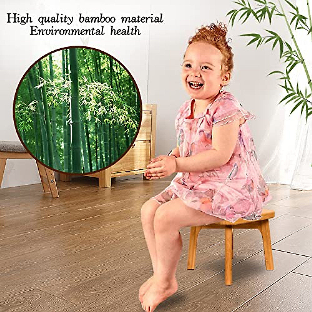 YITIHOME Small Step Stools for Kids Adults with 300lbs Load Capacity, Small Foot Stool Foot Rest Non-Slip Bamboo Wooden Step Stool Great for Plant Stand Kitchen Bathroom and Bedroom