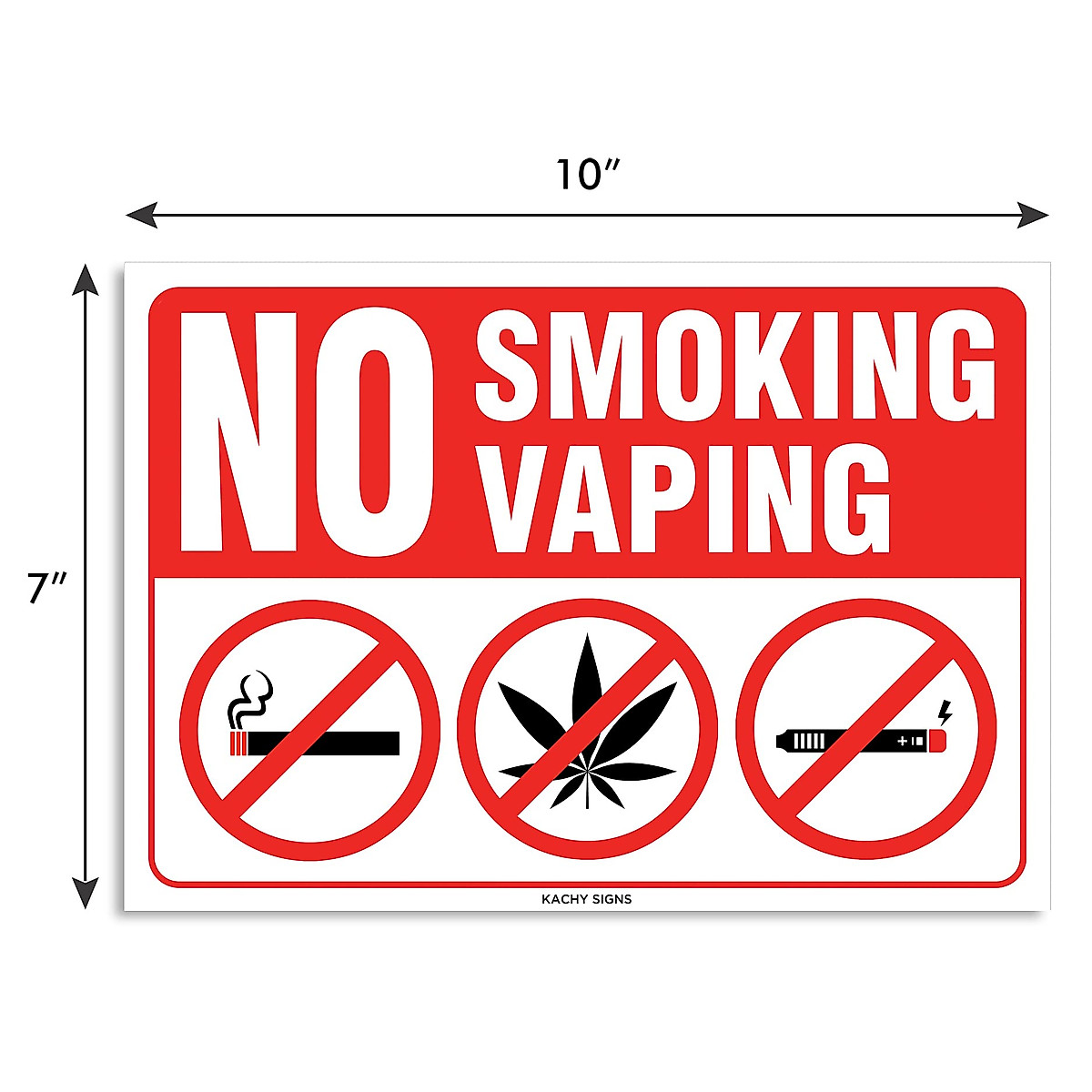 (Set of 2) No Smoking/Vaping Sign - 10" x 7" 4 Mil Vinyl - Laminated for Ultimate Protection & Durability - Self Adhesive Decal - UV Protected & Weatherproof - Heavy Duty