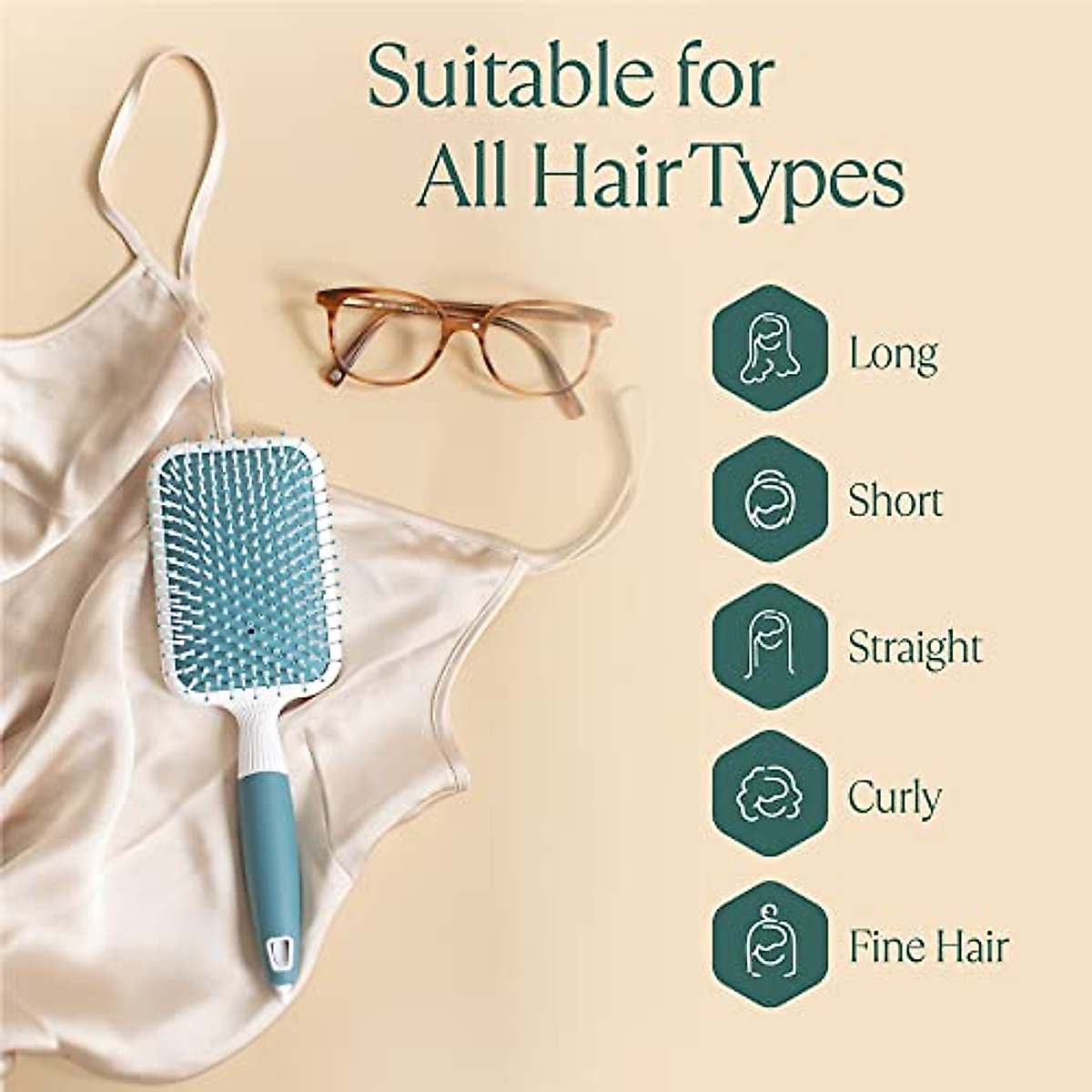 Hair Brush for Thick Hair with Ionic Minerals - Paddle Brush for Men and Women, for Blow Drying, Straightening - Gentle Bristles, Easy Comfort Grip Flat by Osensia (Oval Brush)