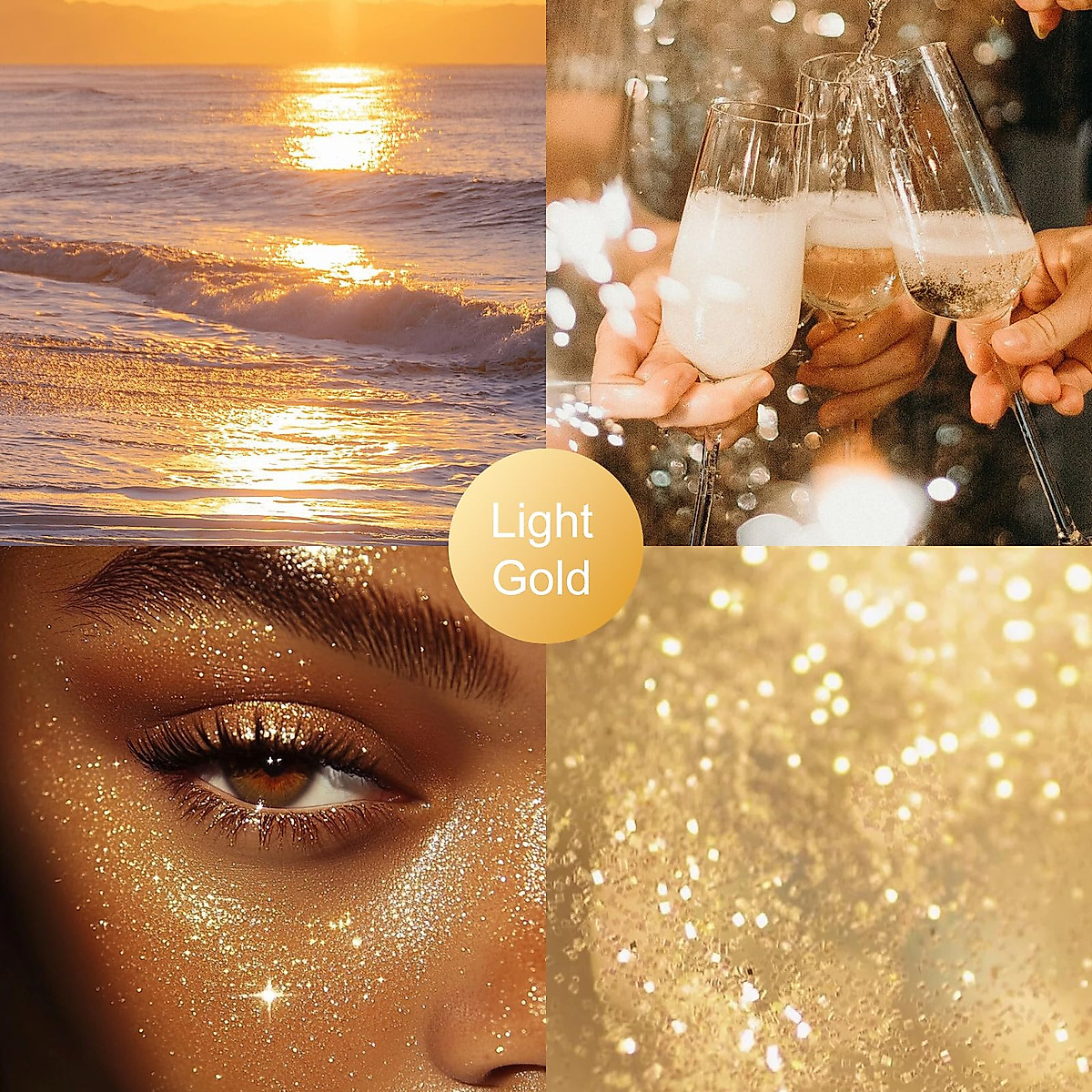 KYDA Highlighter Powder Spray, Glitter High Gloss Spray Shimmer Sparkle Powder Makeup Spray, for Face Body Cosmetic-Light Gold