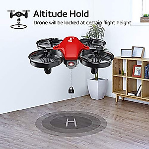 Potensic A20 Mini Drone for Kids and Beginners RC Nano Quadcopter 2.4G 6 Axis, Altitude Hold, Headless Mode Safe and Stable Flight, 3 Batteries, Great Gift Toy for Boys and Girls -Red