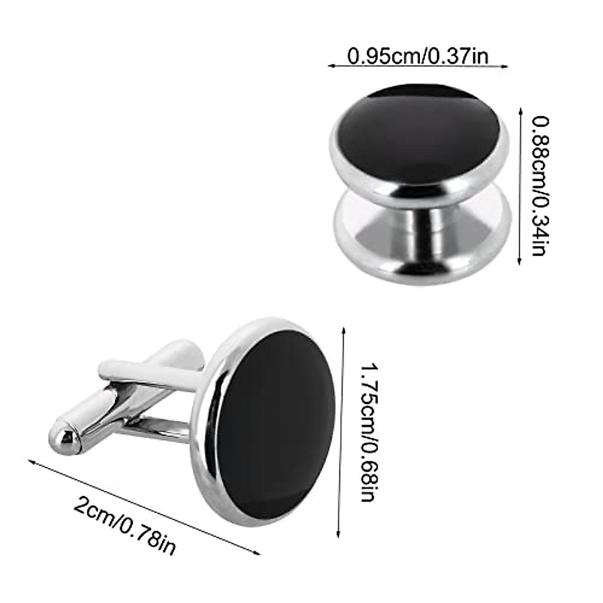 Yolev Mens Cufflinks and Studs Set Tuxedo Shirts Cuff links Black Onyx Cufflinks for Men, Classic Tuxedo Buttons Match for Business Wedding Formal Suit