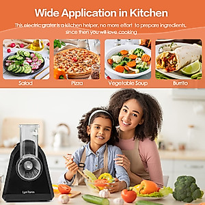 LynTorin Electric Cheese Grater, Electric Slicer/Shredder for Vegetable Fruits, One-Touch Control Electric Salad Maker Machine with 5 Attachments,Electric Vegetable Graters for Home Use