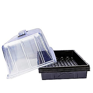 Seed Starter Trays and Humidity Domes - 3 Pack 1020 Trays Cloning Germination and Propagation - Plastic Plant Trays Propagation Domes - Microgreens Growing Trays Seedling Starter Trays No Holes