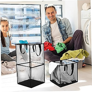 Cabilock 2pcs Folding Washing Basket Laundry Hampers Book Organizer Basket Polyester Mesh Laundry Hamper